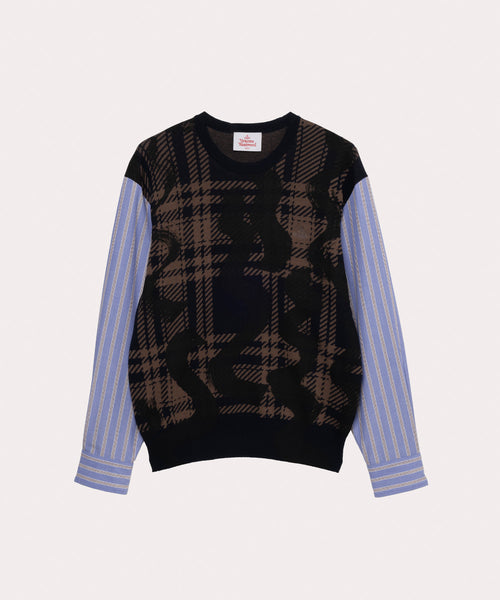 VIVIENNE'S SQUIGGLE+BLUE TARTAN ニットシャーリング(ブルー VIVIENNE'S SQUIGGLE+BLUE TARTAN ニットシャーリング(ブルー